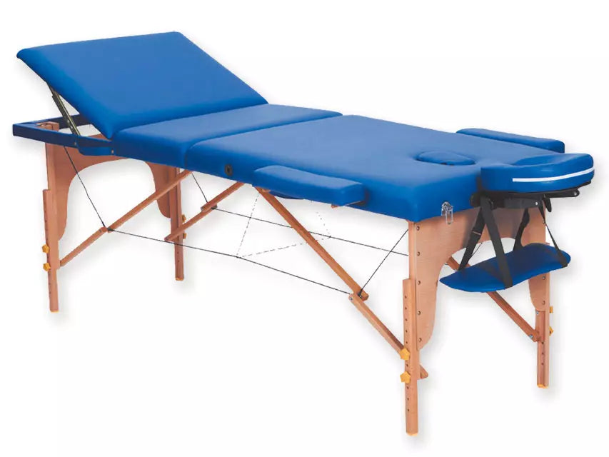 Camilla plegable madera 3 secciones-M012s AZUL SUPER OFERTA INVIERNO 2 – Insumos Acupuntura