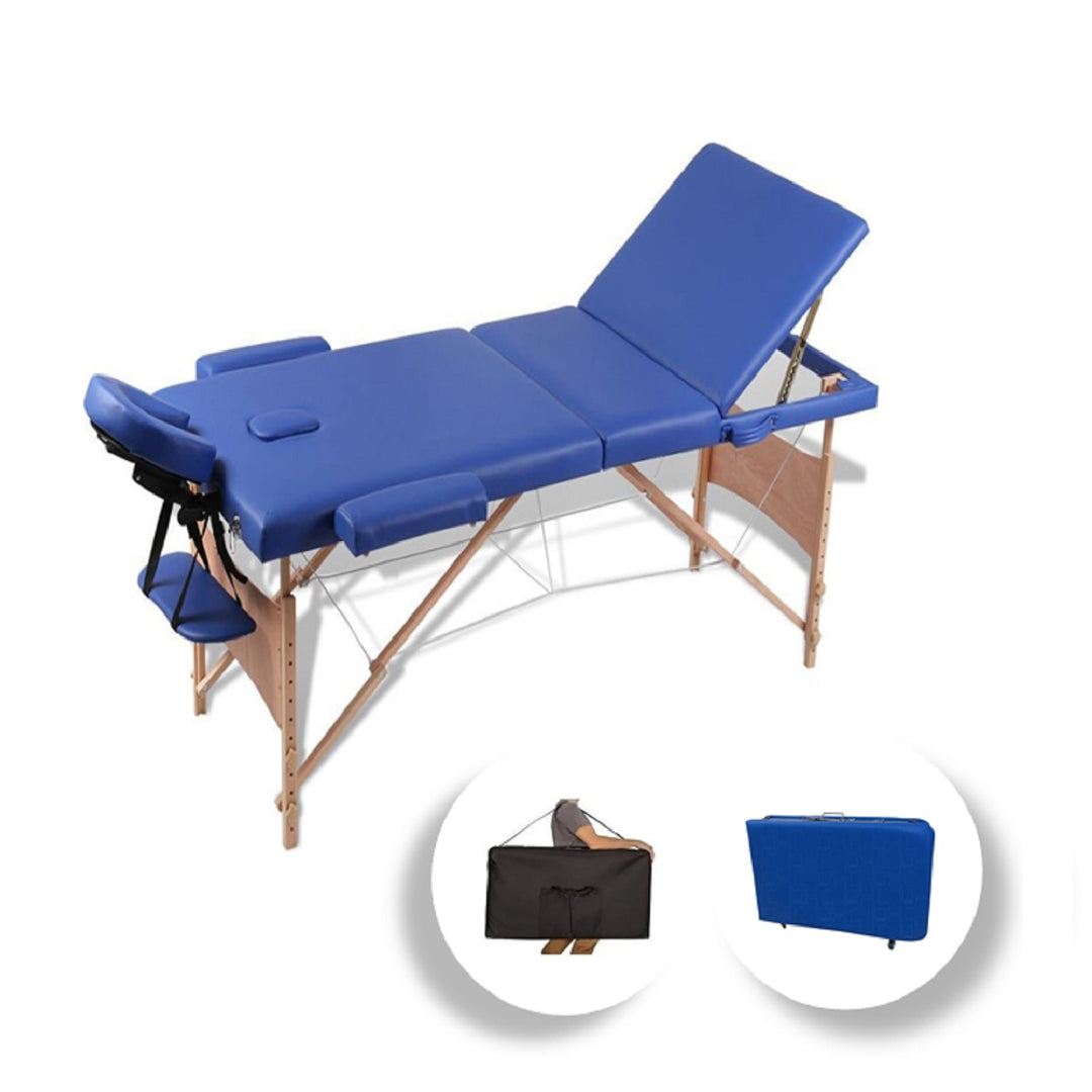 Camilla plegable madera 3 secciones-M012s AZUL SUPER OFERTA INVIERNO 2 – Insumos Acupuntura